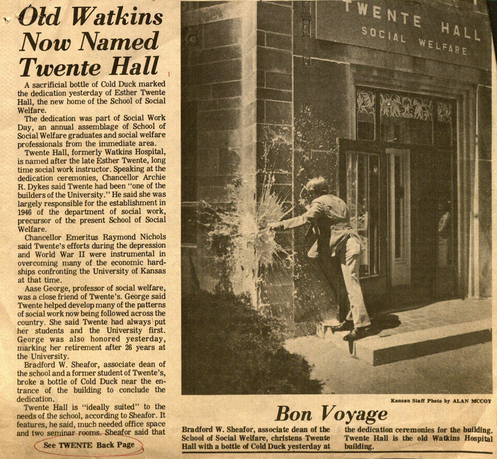 Twente Hall Memories: Why the Cold Duck? | School of Social Welfare
